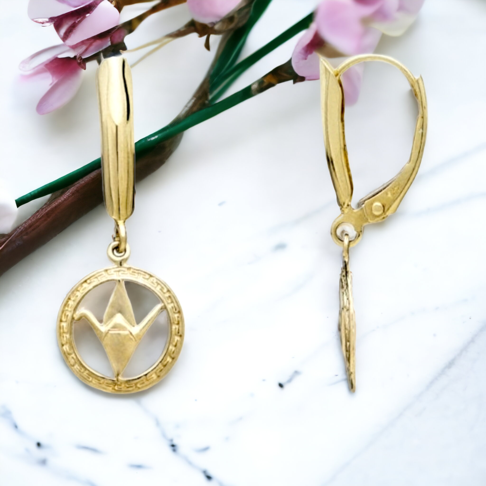 14K Origami Crane Earrings (12mm) – Genova Hawaiian Jewelry & Pearls
